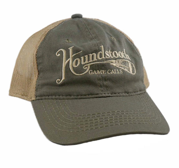 Houndstooth Olive Mesh Back Hat – Unstructured Velcro Closure Hunting ...